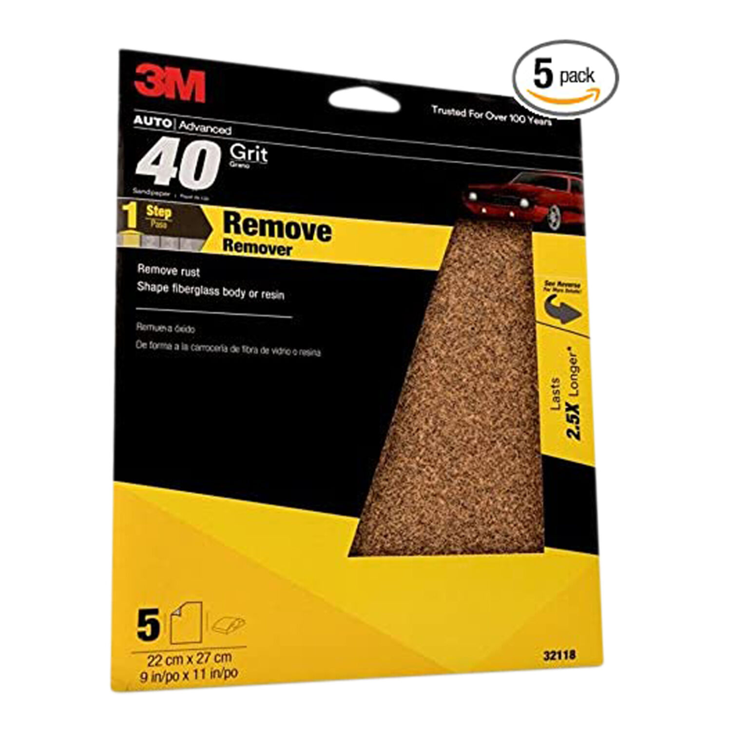 3M 9x11 Sandpaper 40 Grade _ 5 Pk