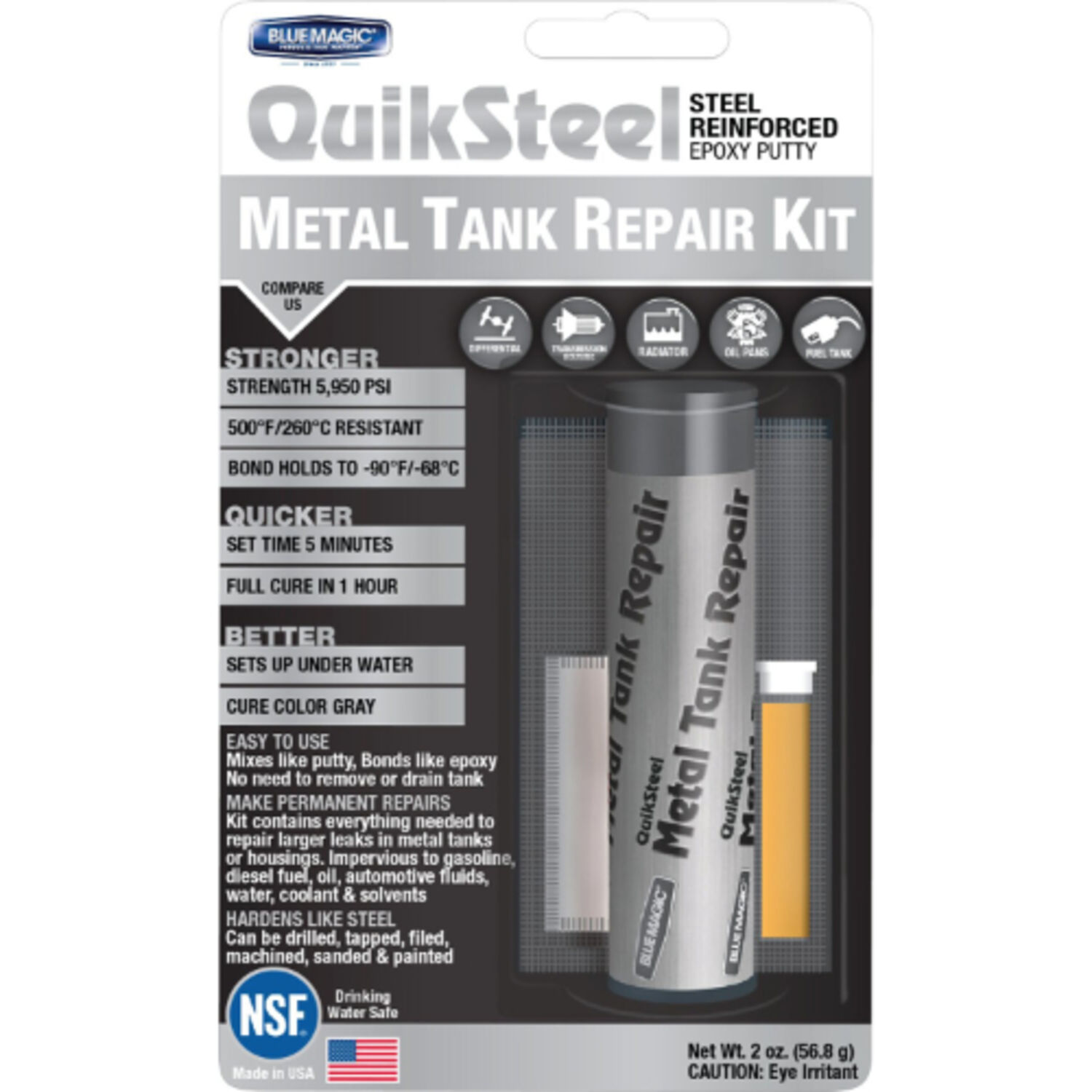 Blue Magic Quik Steel Metal Tank Repair Kit - 2oz
