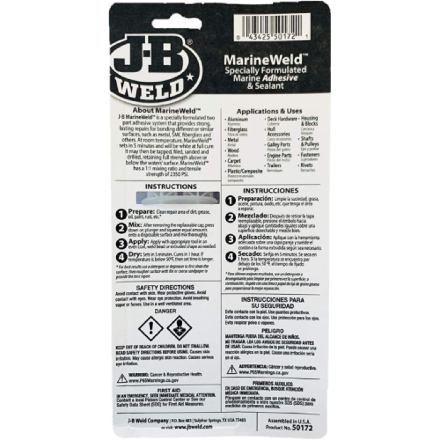 J-B Weld MarineWeld Marine Adhesive Epoxy Syringe - Dries White - 25 ml.