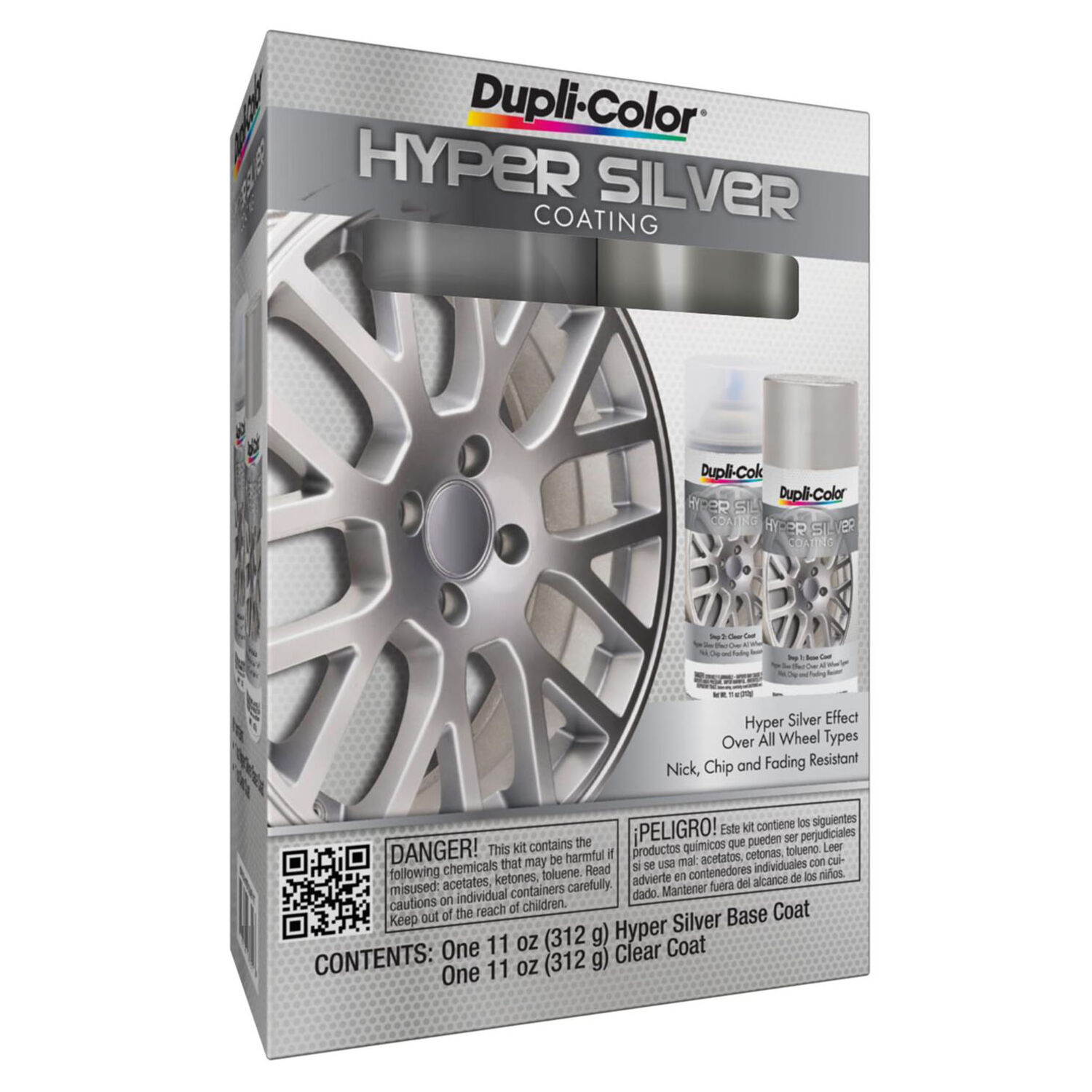 Dupli-Color Hyper Silver Coating Spray Paint - Silver/Clear - 2-Can Kit ...