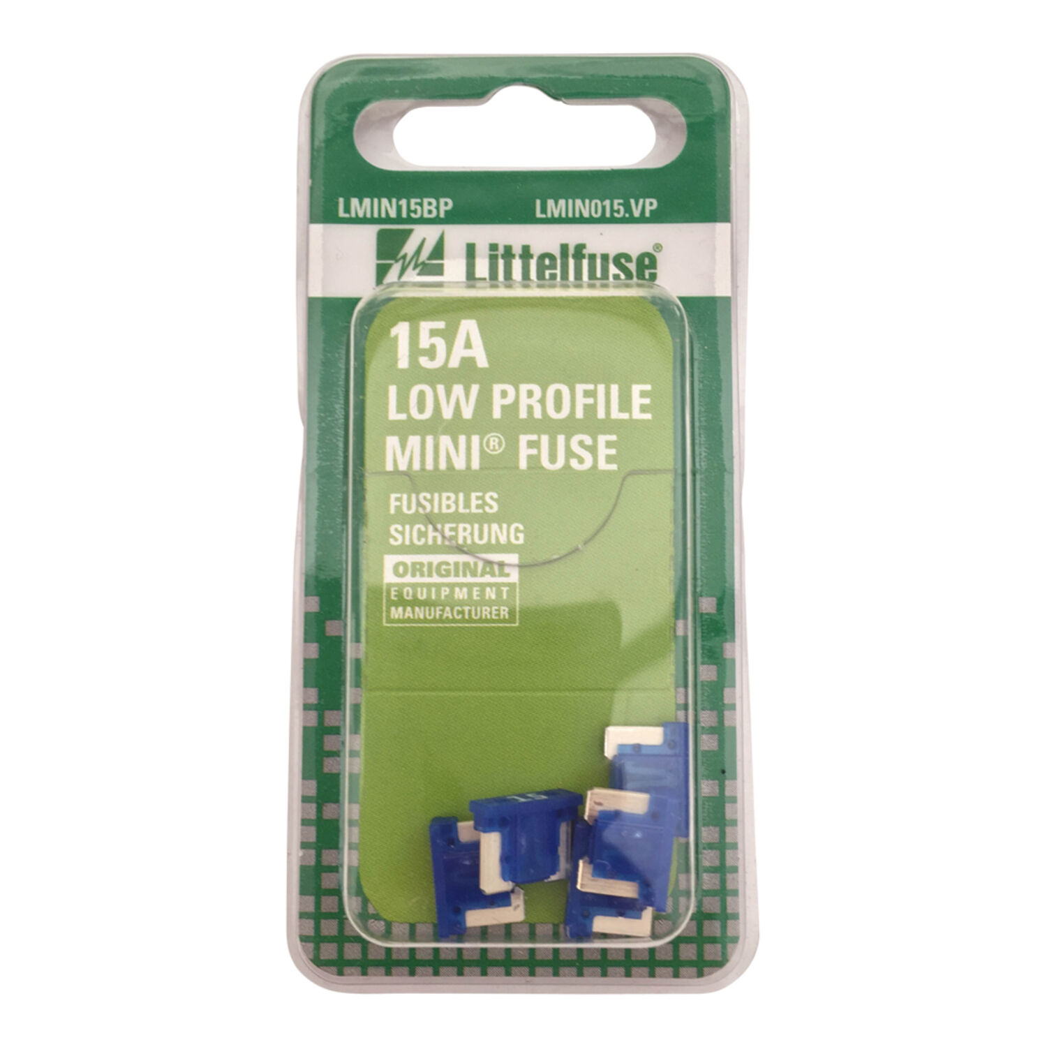 Littelfuse Low Profile MINI Blade Fuse, 15A, Carded