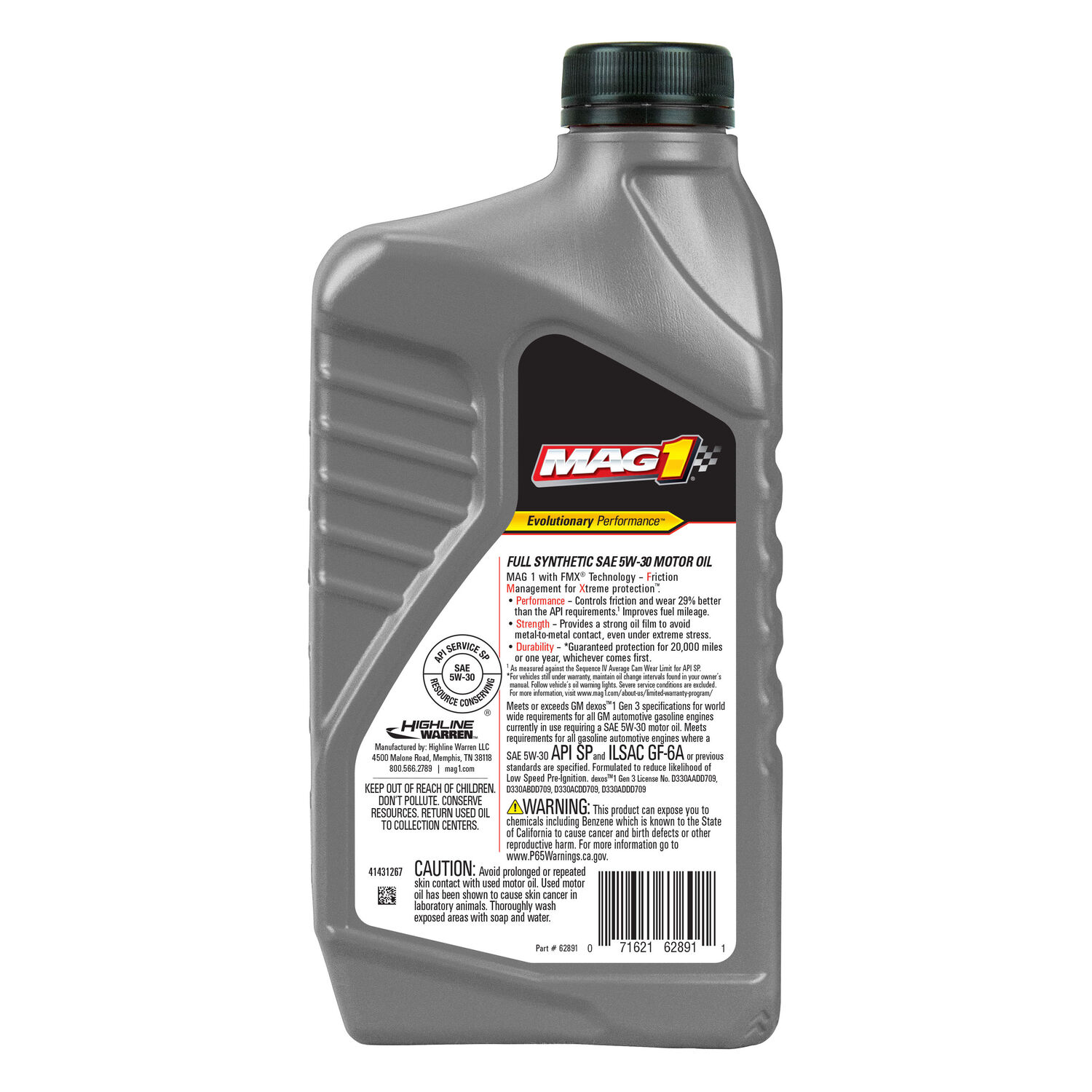 MAG 1® Full Synthetic SAE 5W-30 Motor Oil - Quart